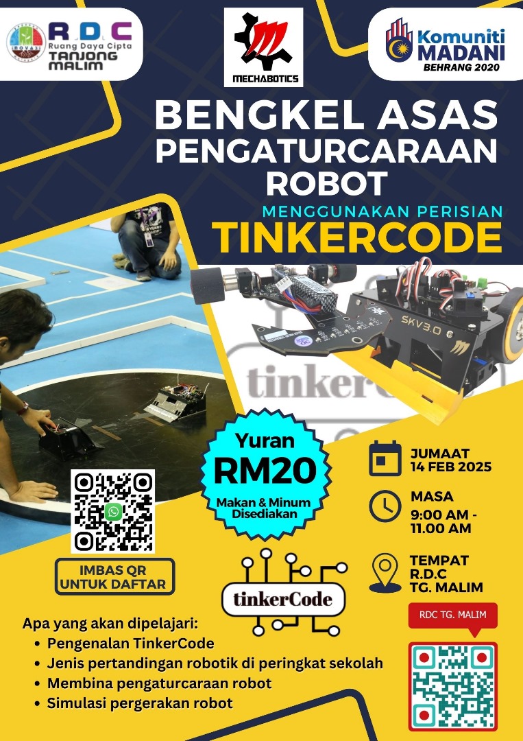 BENGKEL RDC - BENGKEL ASAS PENGATURCARAAN ROBOT MENGGUNAKAN PERISIAN TINKERCODE